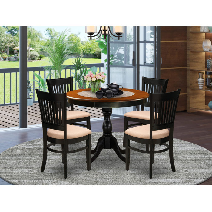 Lark Manor Alyscia 5 - Piece Rubberwood Pedestal Dining Set & Reviews | Wayfair